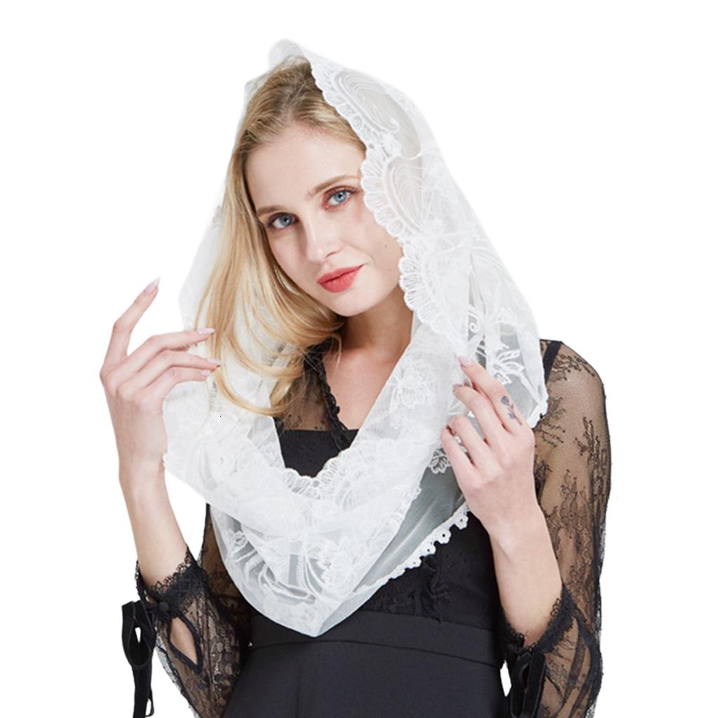 WE-POLUJ Lace Chapel Veil Scarf Church Scarf Headcovering Mantilla Veil ...