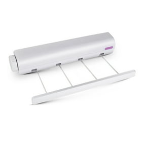 White Retractable Clothesline with 4 Parallel Lines for Drying Clothes ...