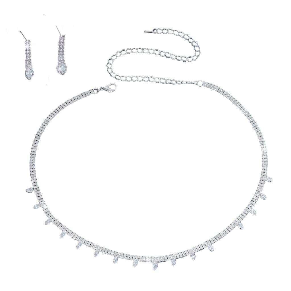 WE-POLUJ Luxurious Wedding Accessory Set Rhinestones Inlayed Bridal ...