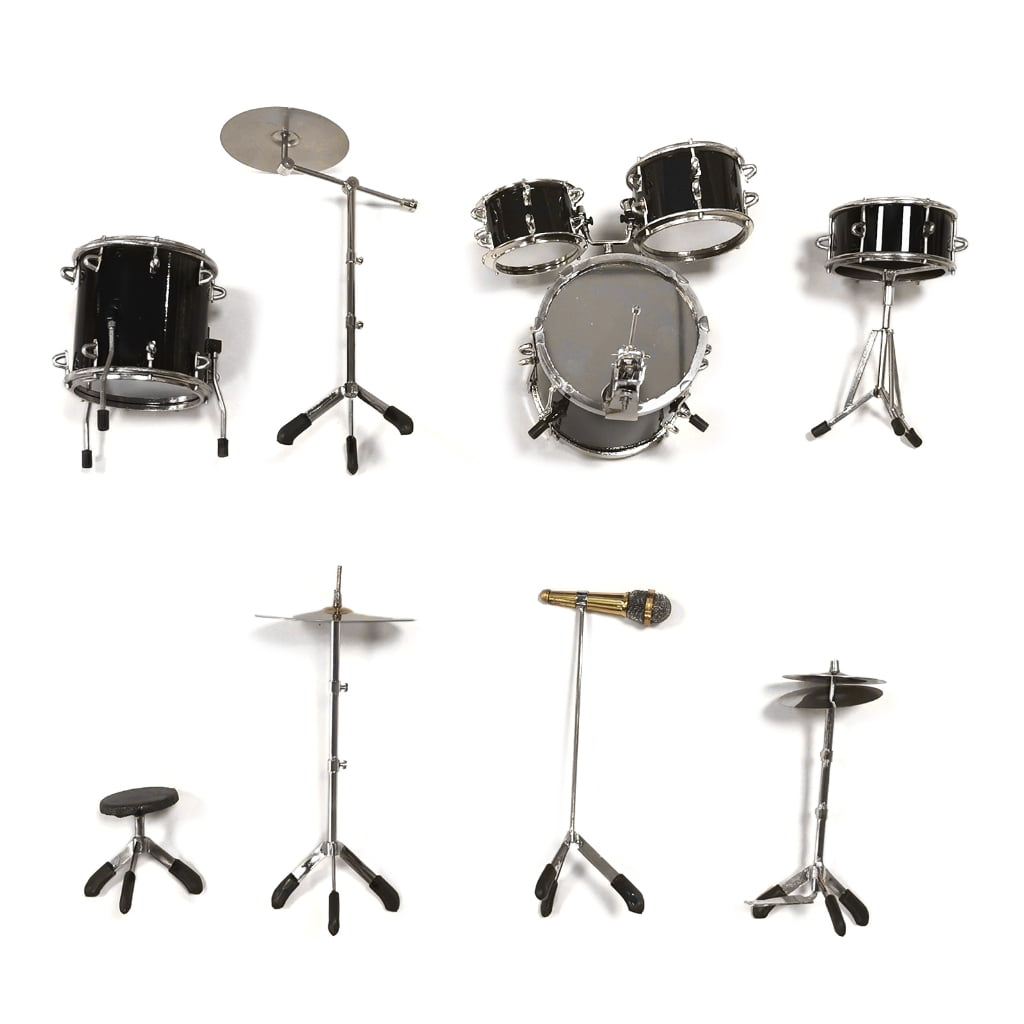 WE-POLUJ Mini Drum Set Miniature Model Drum Set Model Miniature Copper ...