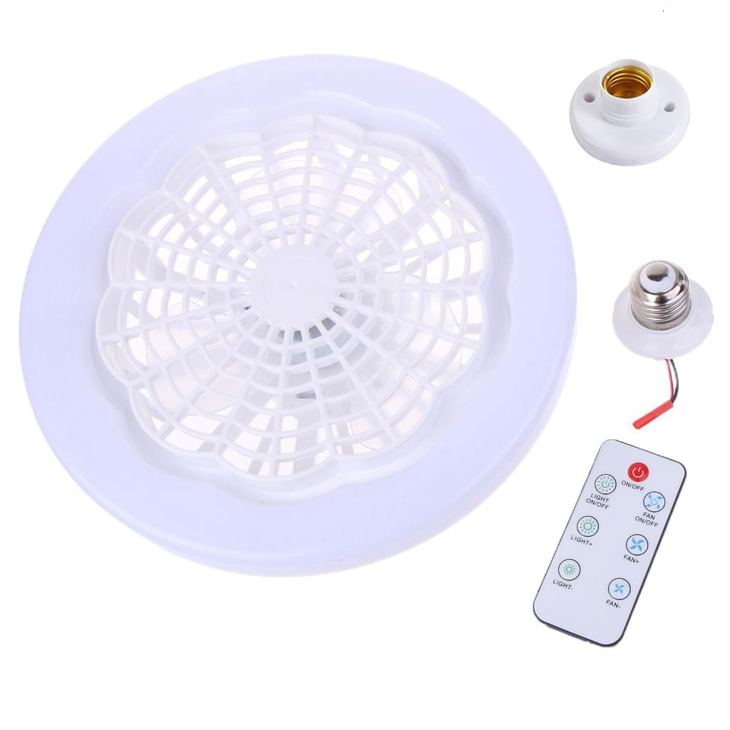 WE-POLUJ Mini LED Ceiling Fan with Light, E27 Lamp Head 3-Blade Modern ...