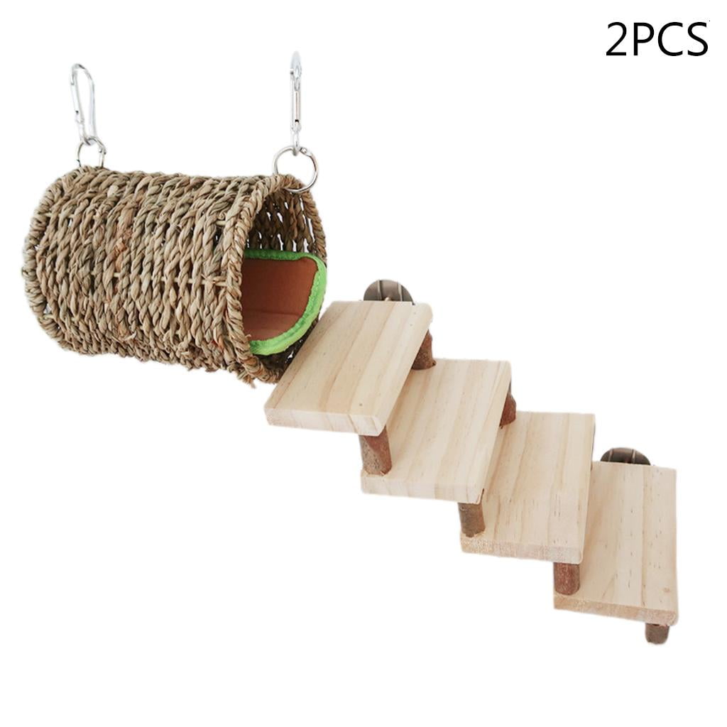 WE-POLUJ Pet Grass Glider Tube Sleeping Bed with Ladder for Hamster ...