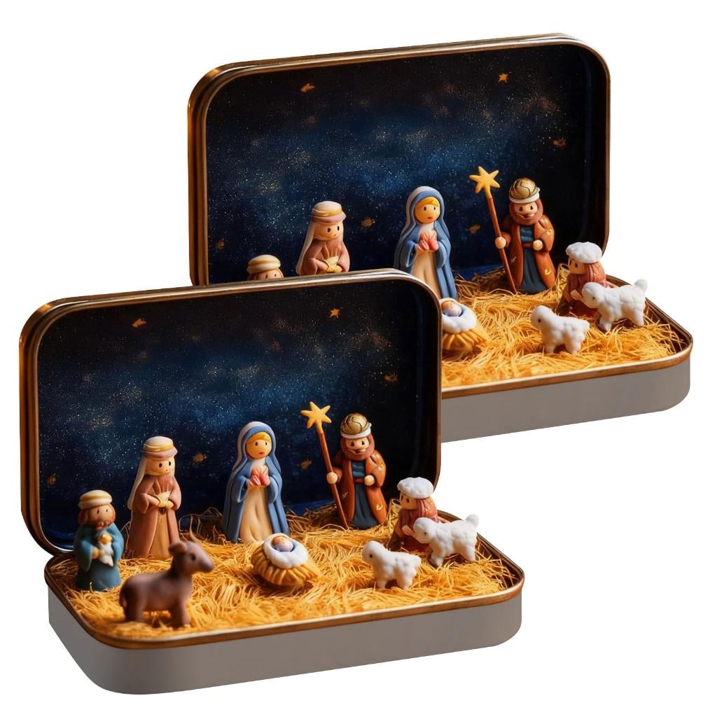 WE-POLUJ Pocket Bethlehem Scene Handcrafted Christmas Nativity Scene In ...