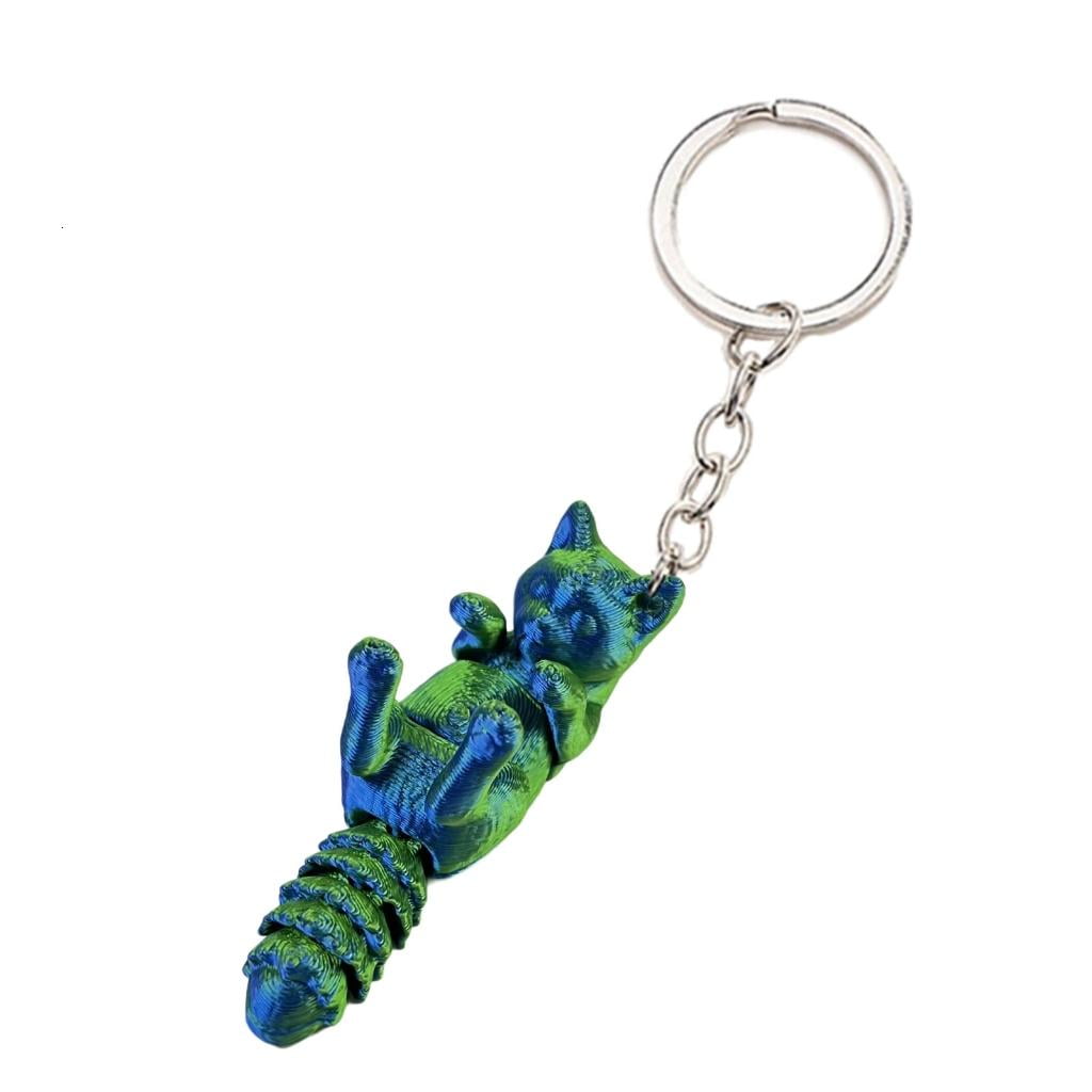 WE-POLUJ Portable Animal Keychain with Poseable Joints, 3D Printed Cat ...