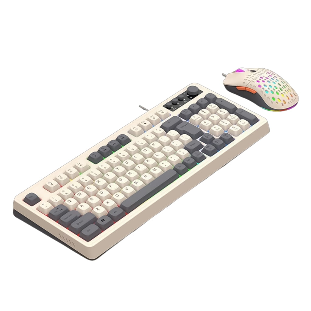 We Poluj Portable Keyboard Mouse Usb Wire Keyboard With Argb Lighting For Gaming