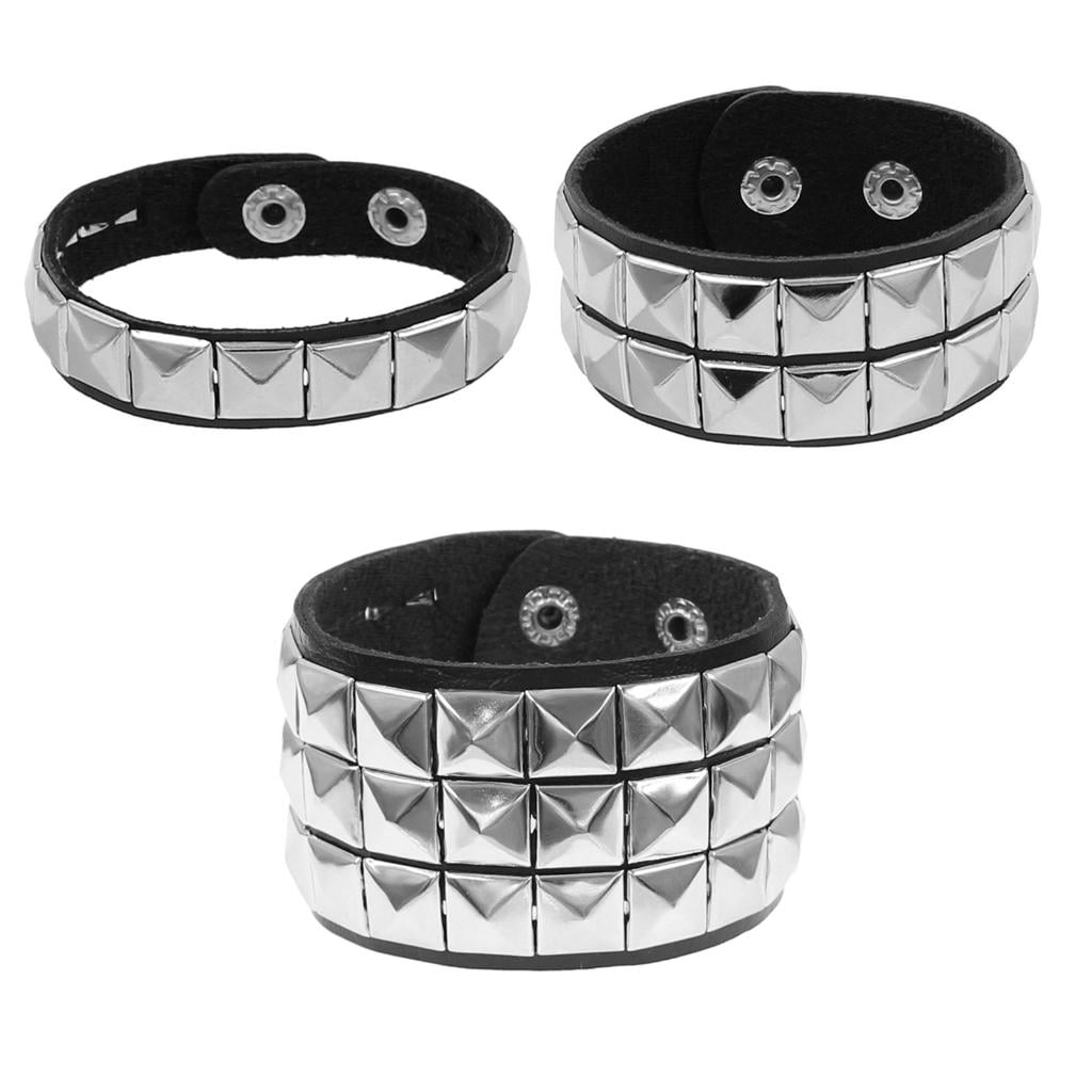 WE-POLUJ Punk Square Studded Bracelet Party Wear Wristband Leather ...