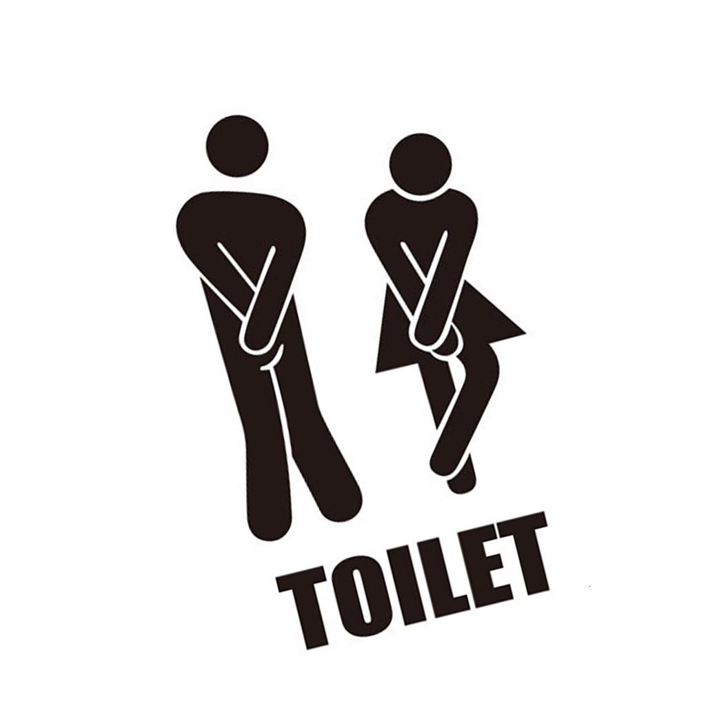 WE-POLUJ Removable Bathroom Door Sticker Clear Glosses Finish Toilet WC ...