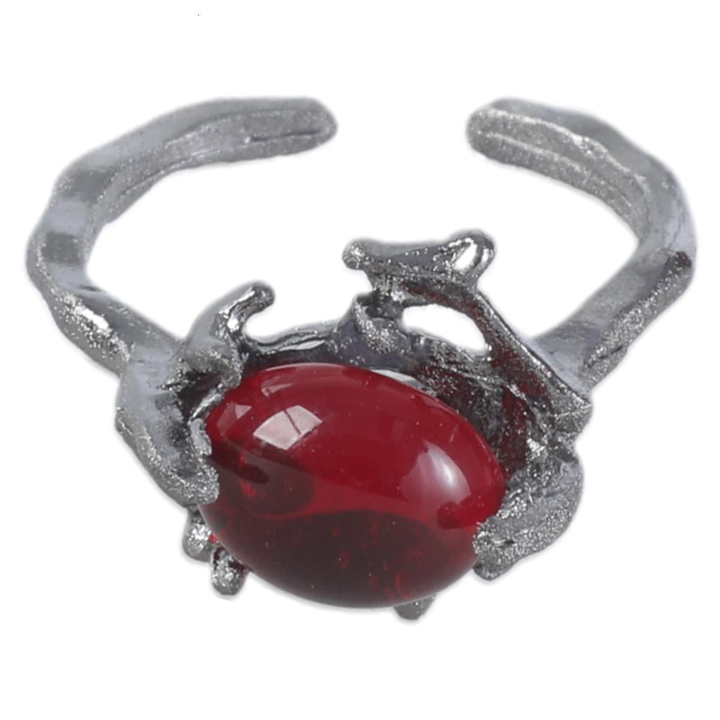 WE-POLUJ Retro Gothic Ring with Crystal and Black Thorn Adjustable ...