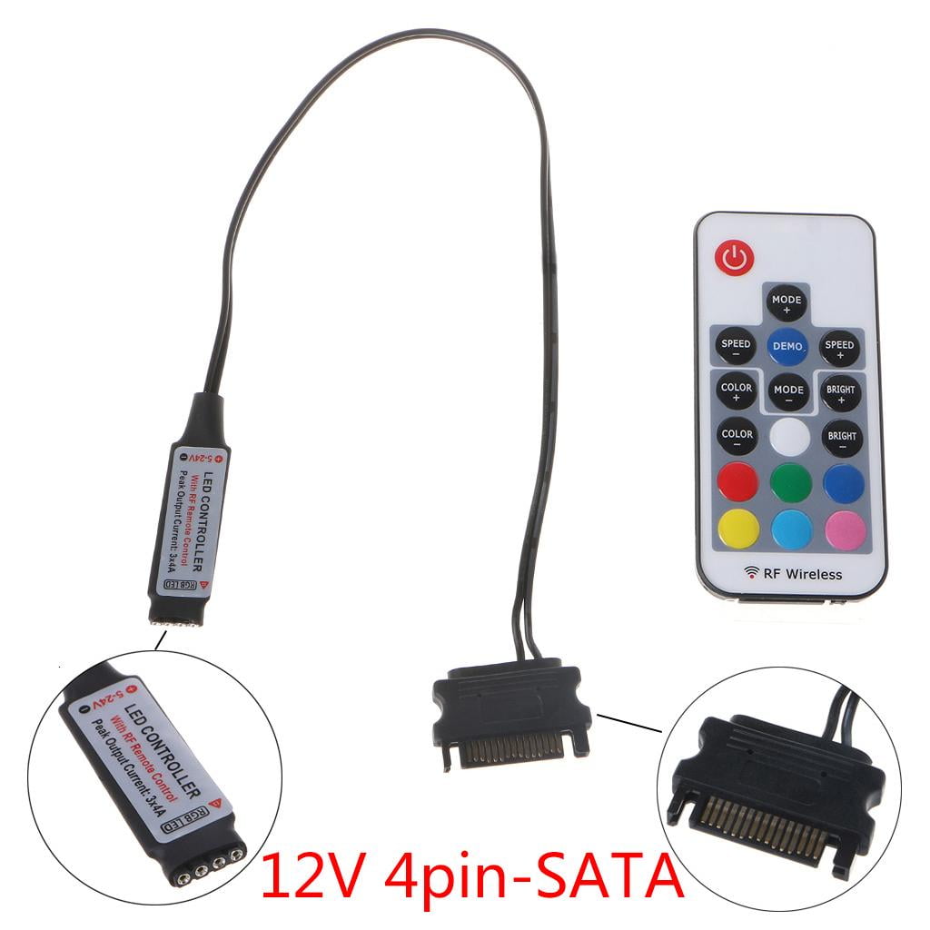 WE-POLUJ SATA RGB Controller Mini Remote Wireless Large 3Pin 5V/4Pin ...