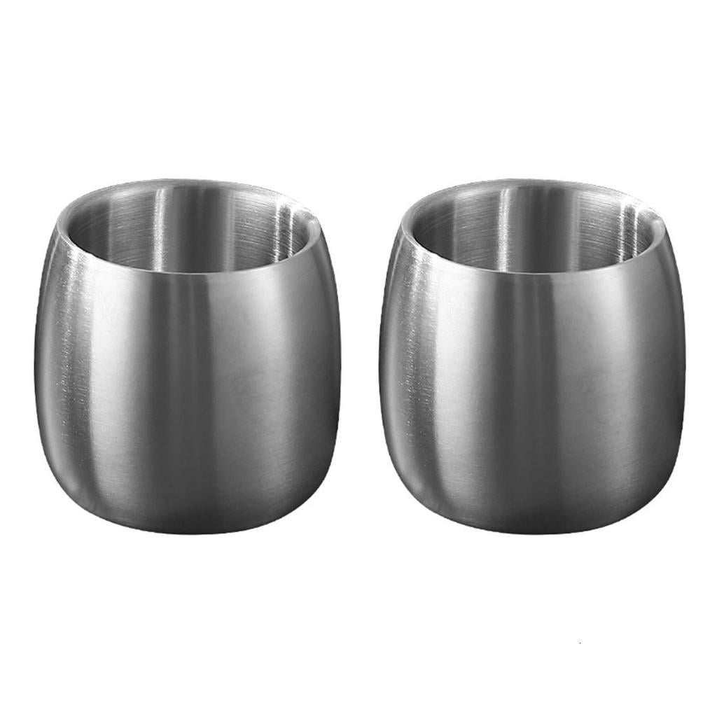 WE-POLUJ Set Of 2 Stackable 304Stainless Steel Beer Cups Coffee Mugs ...