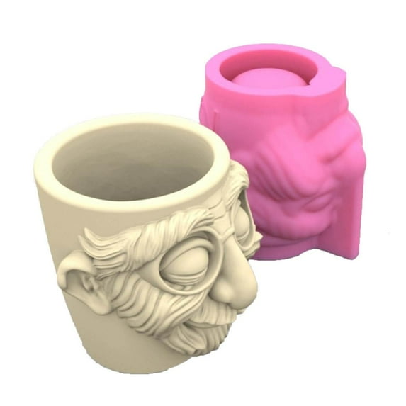 WE-POLUJ Silicone Molds Flower Pots Resins Molds Old Man Castings Molds ...