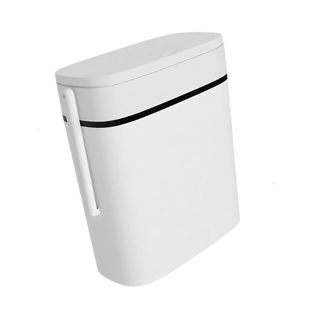 WE-POLUJ Sleekly 14L Bathroom Waste Container Trash Can With Attached ...