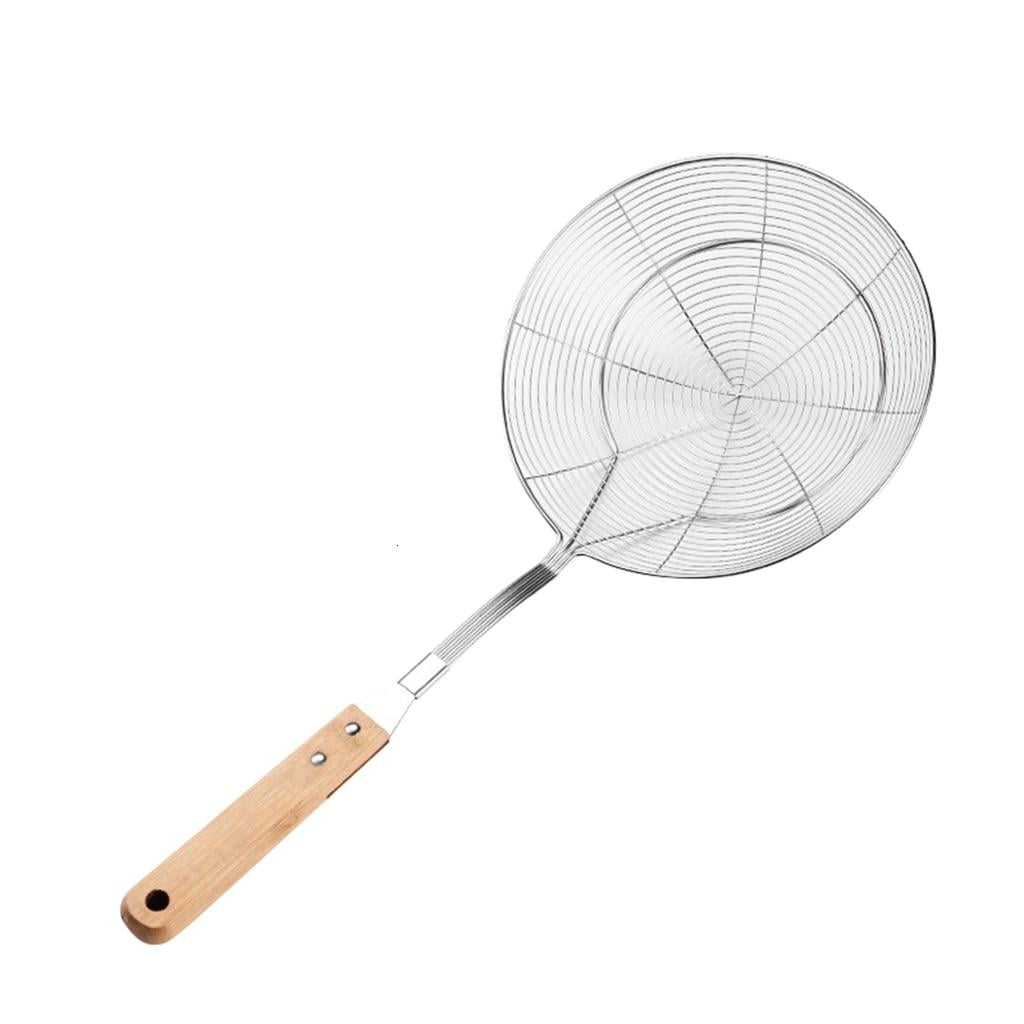 WE-POLUJ Stainless Spiders Strainer with Long Wood Handle Skimmer Ladle ...