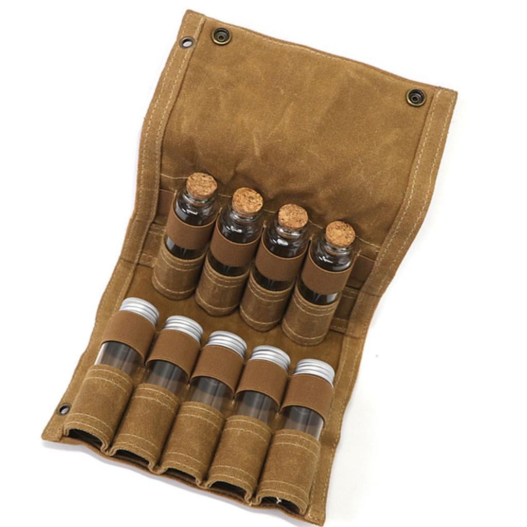 WE-POLUJ Sturdy Travel Spice Container Bag with 9 Jars Compact Design ...