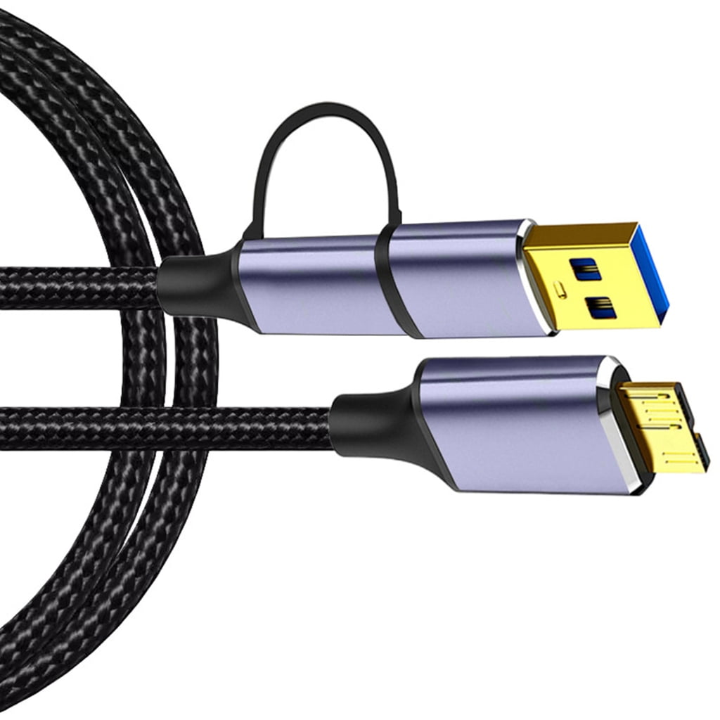 WE-POLUJ USB & USB C to Micro B Cord Hard Drive Cable Braided USB Type ...