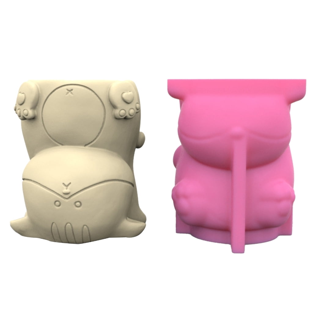 WE-POLUJ Unique Plant Flower Pot Mould Cat Panda Pig Silicone Mold ...