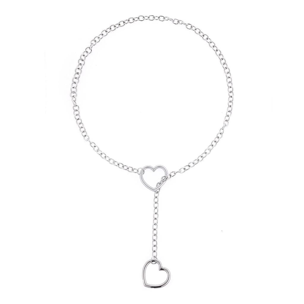 WE-POLUJ Women Heart Slip Chain Necklace Punk Rock Long Necklaces ...