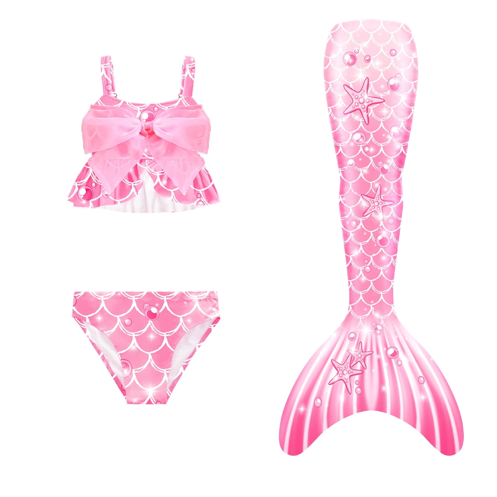 WEAIXIMIUNG Children Girls Role Play Swimsuit Bikini Fishtail Set Tail ...