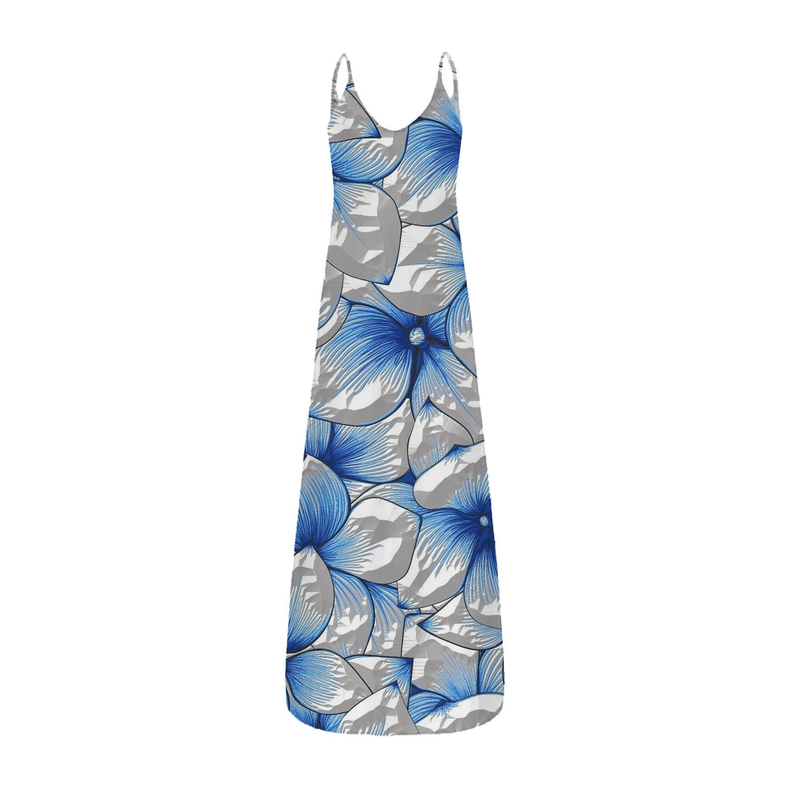 Weaiximiung Ladies Spring Summer Printed Round Sling Long Dress Maxi