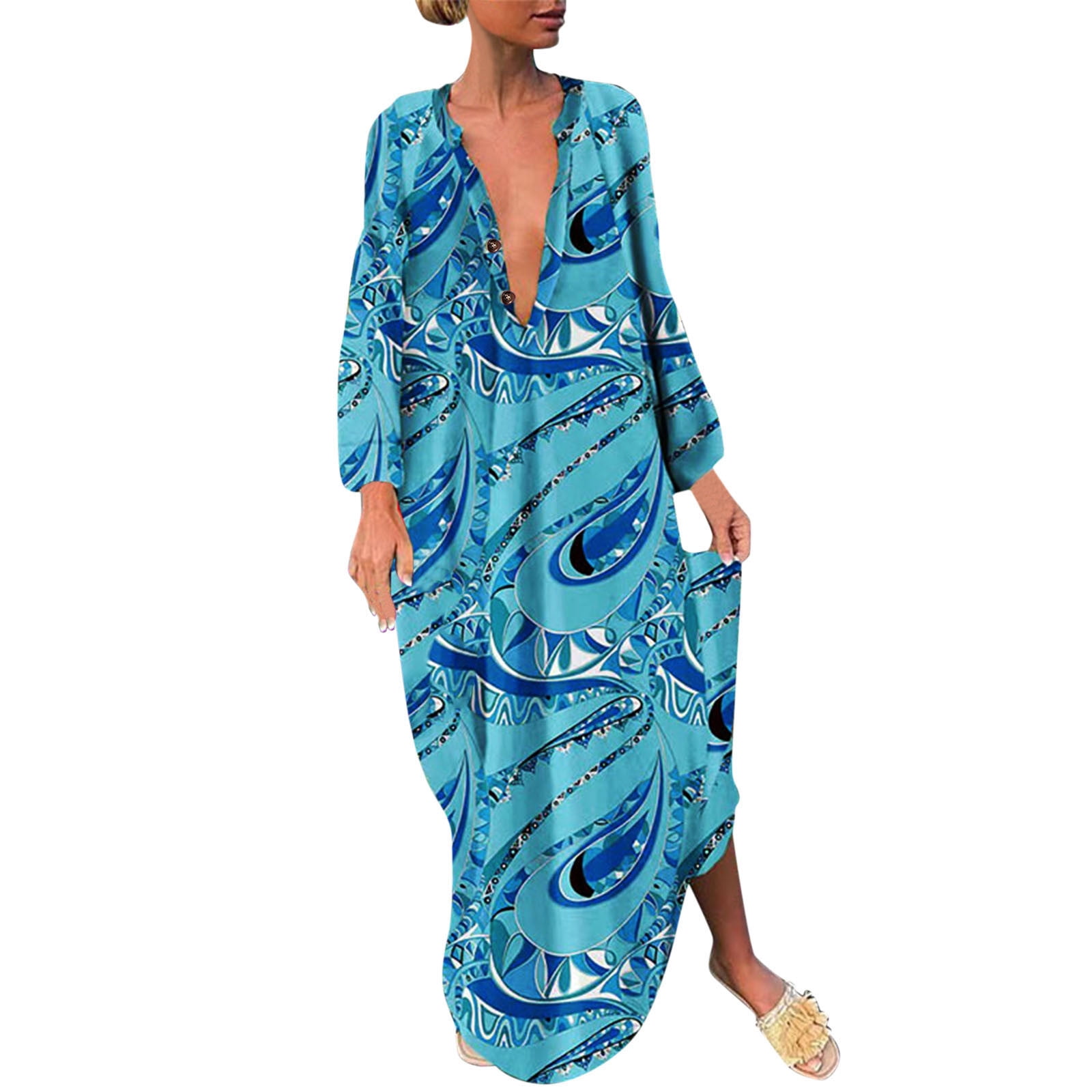 Weaiximiung Maxi Dress For Women Beach Vacation Short Women Casual V