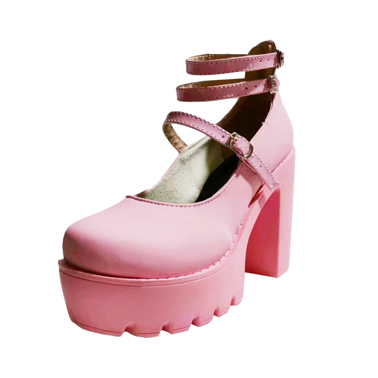 WEAIXIMIUNG Platform Sandals for Women Casual Double Band Block Heel ...