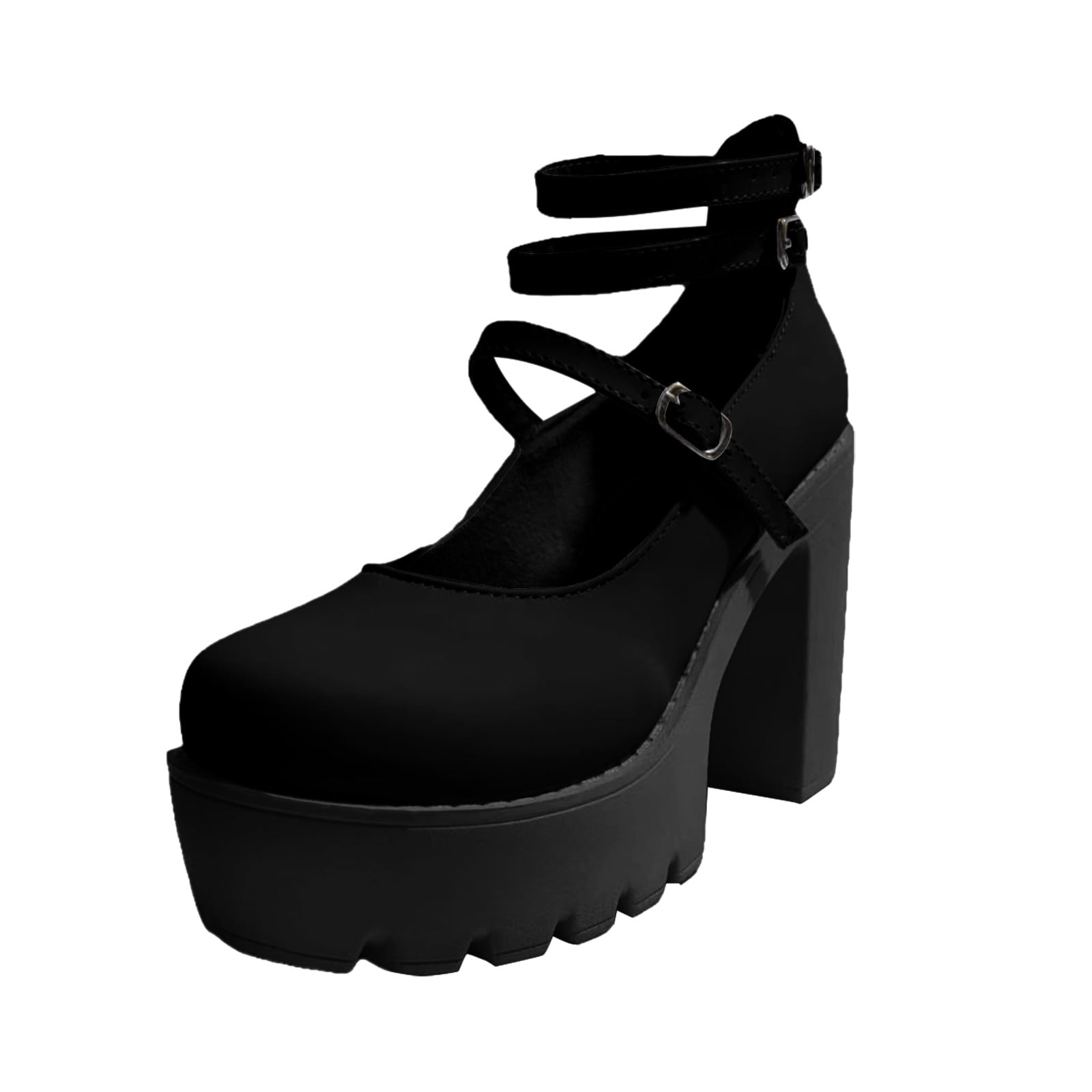 WEAIXIMIUNG Platform Sandals for Women Casual Double Band Block Heel ...