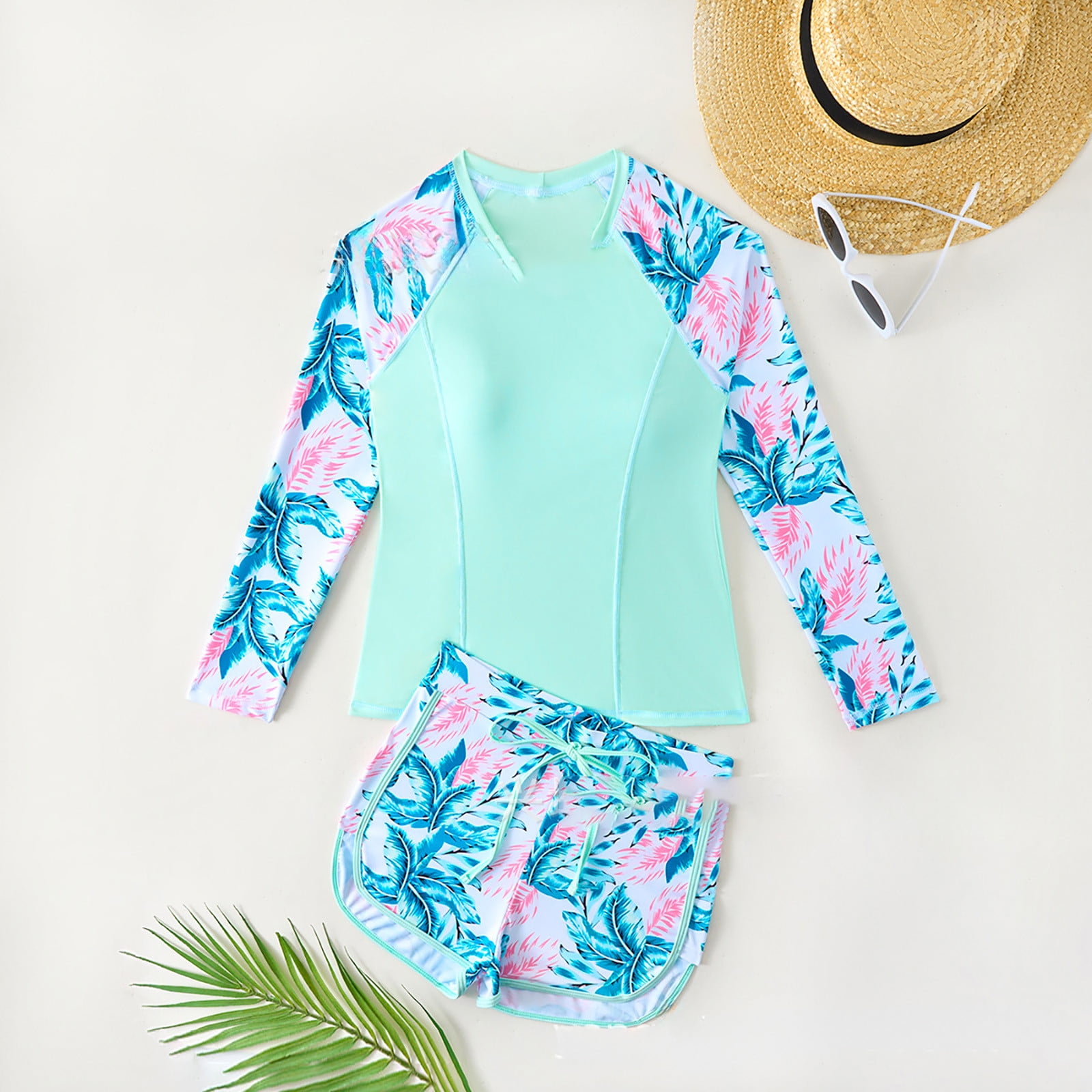 WEAIXIMIUNG 1 Piece Bathing Suit for Girls Long Sleeves Rash Guard ...