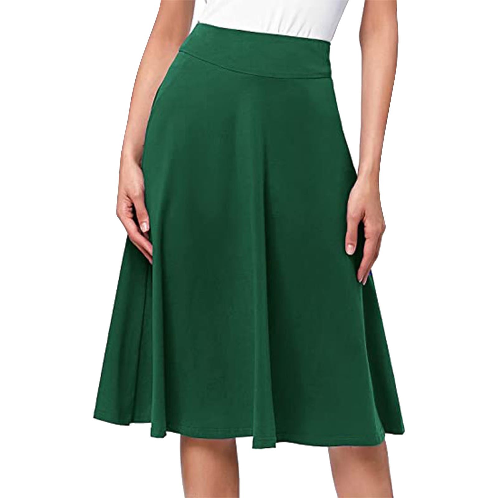 WEAIXIMIUNG Women Skirts Knee Length Simple Comfy Basic Solid Color ...