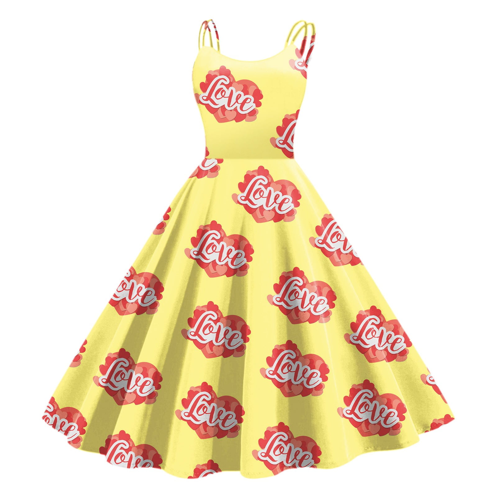 WEAIXIMIUNG Women Valentines Day Sleeveless Knee Length Retro A Line ...