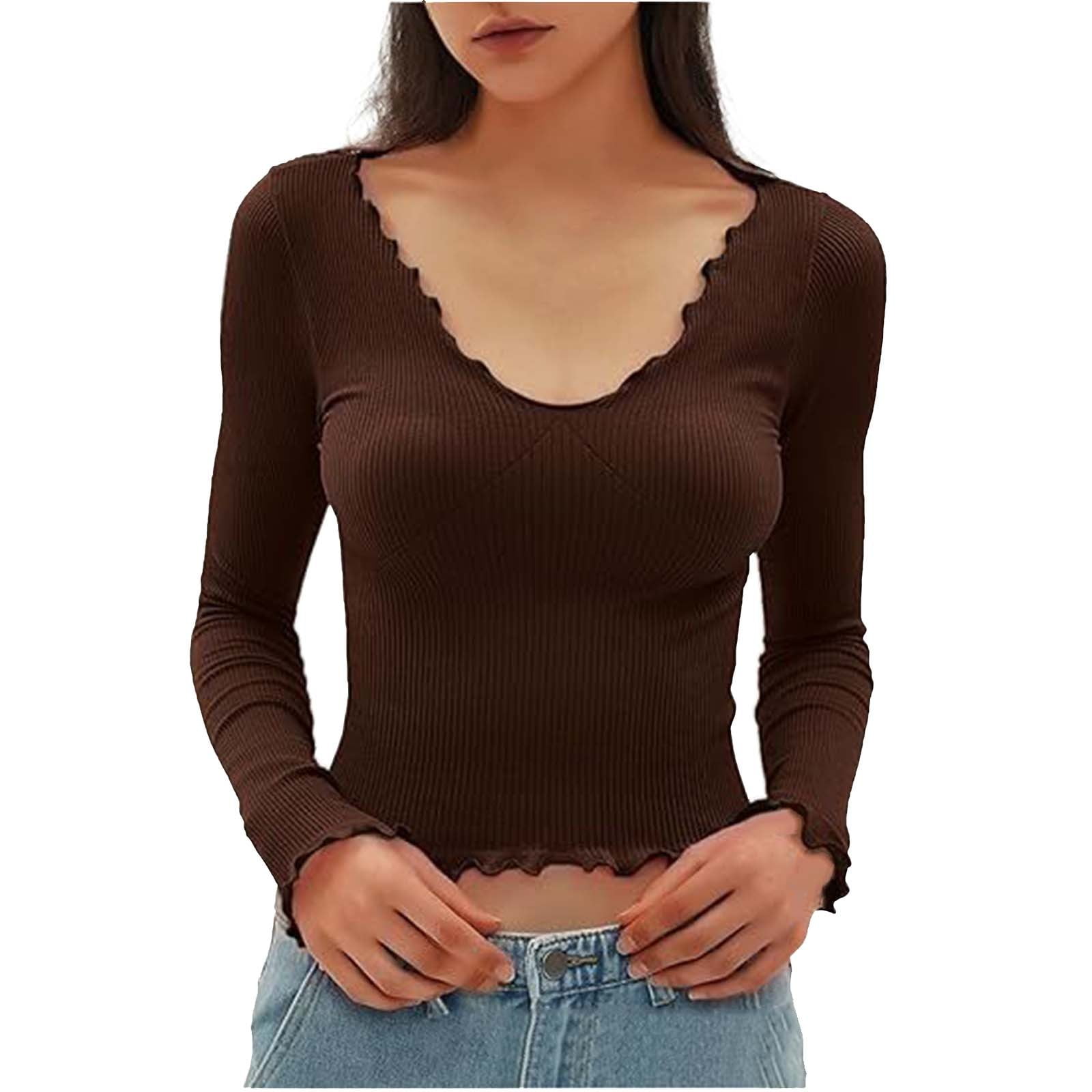 Weaiximiung Womens Solid Color Slim Fit Stretch Knitted Sweater Sexy V