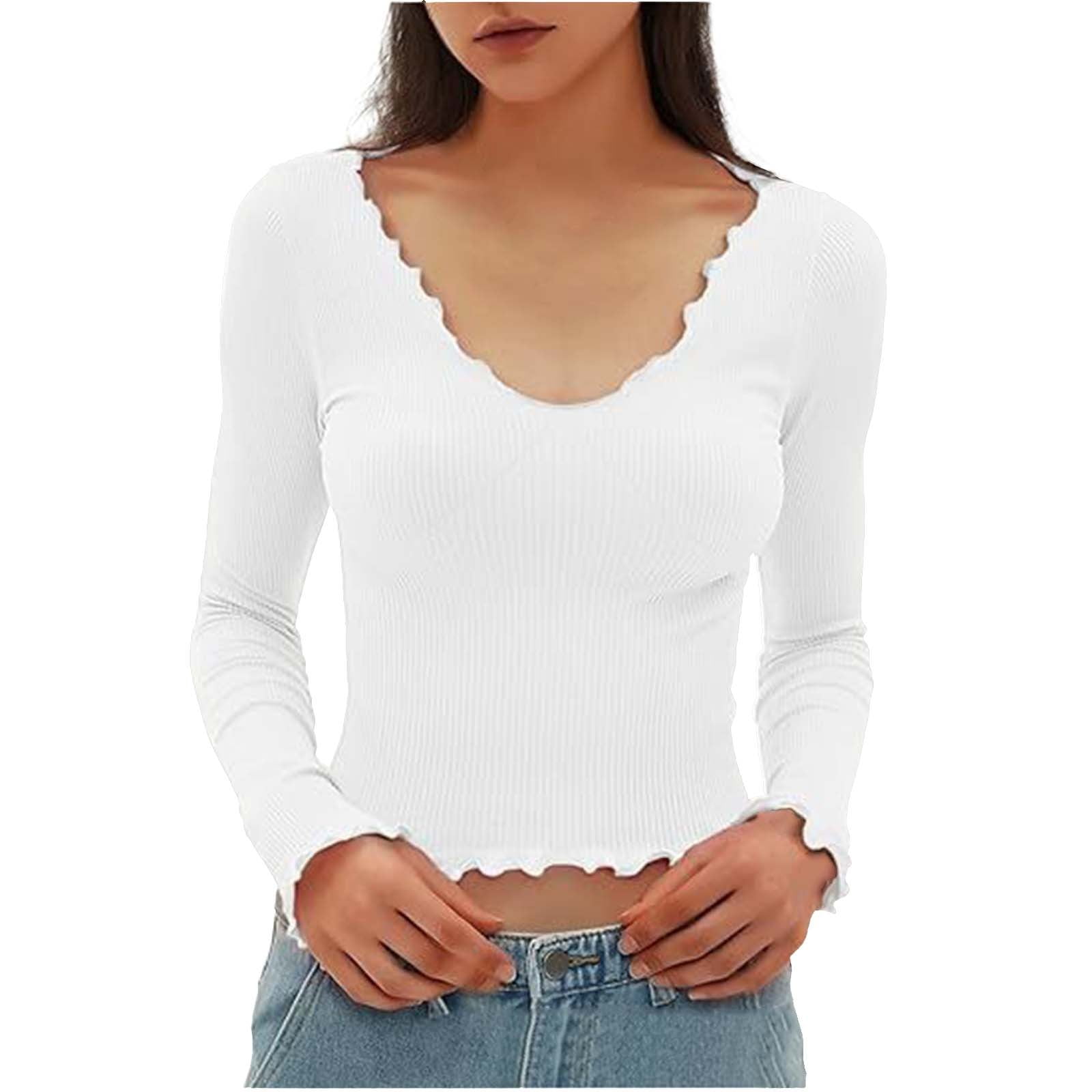 Weaiximiung Womens Solid Color Slim Fit Stretch Knitted Sweater Sexy V