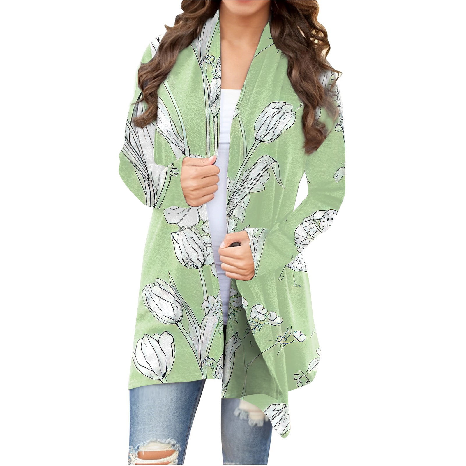 WEANT 2024 Floral Cardigan for Women Casual Floral Print Long Sleeve ...