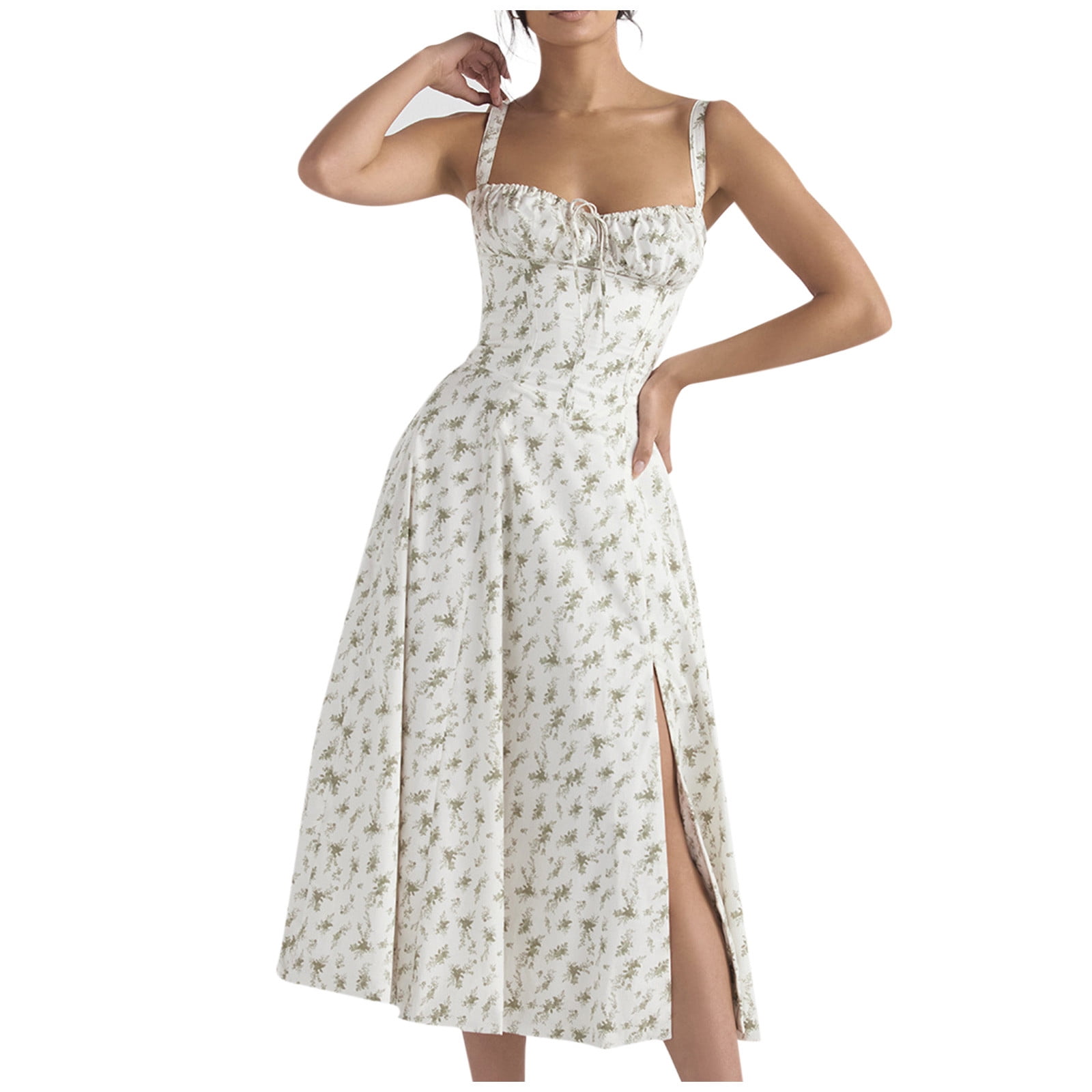 WEANT Corset Top Dress Women Floral Corset Summer Dress Square Neck ...