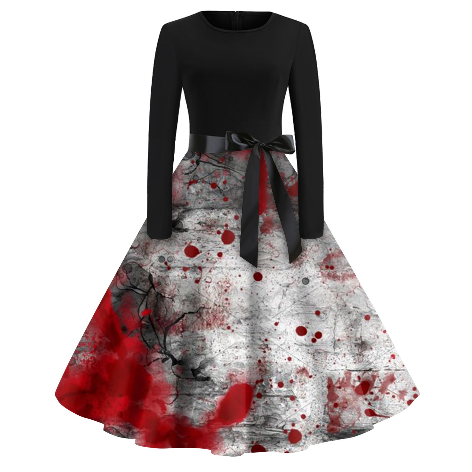 WEANT Halloween Witch Dresses Women's Crew Neck Lace-Up Plus Size with ...