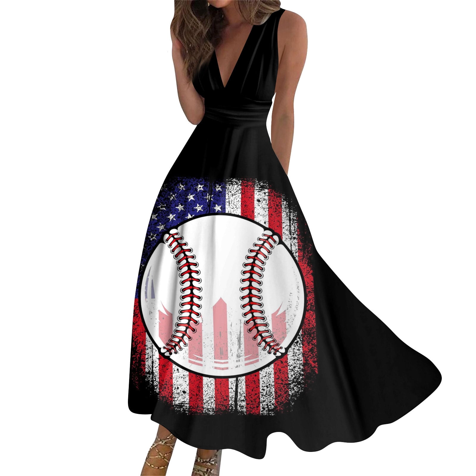 WEANT Plus Size Resort Dress, Flowy Dress for Women, V Neck Maxi Dress ...