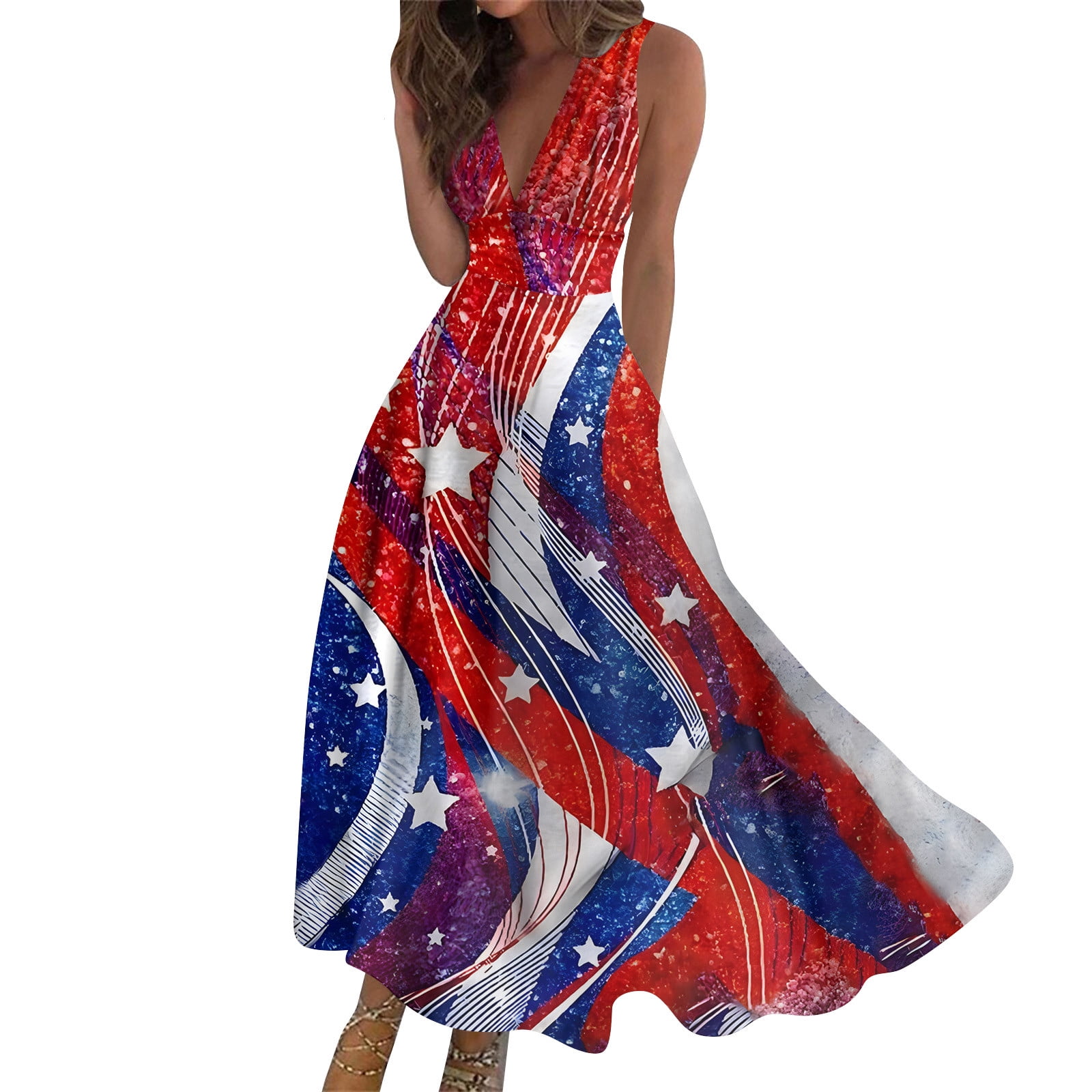 WEANT Plus Size Resort Dress, Flowy Dress for Women, V Neck SunDress ...