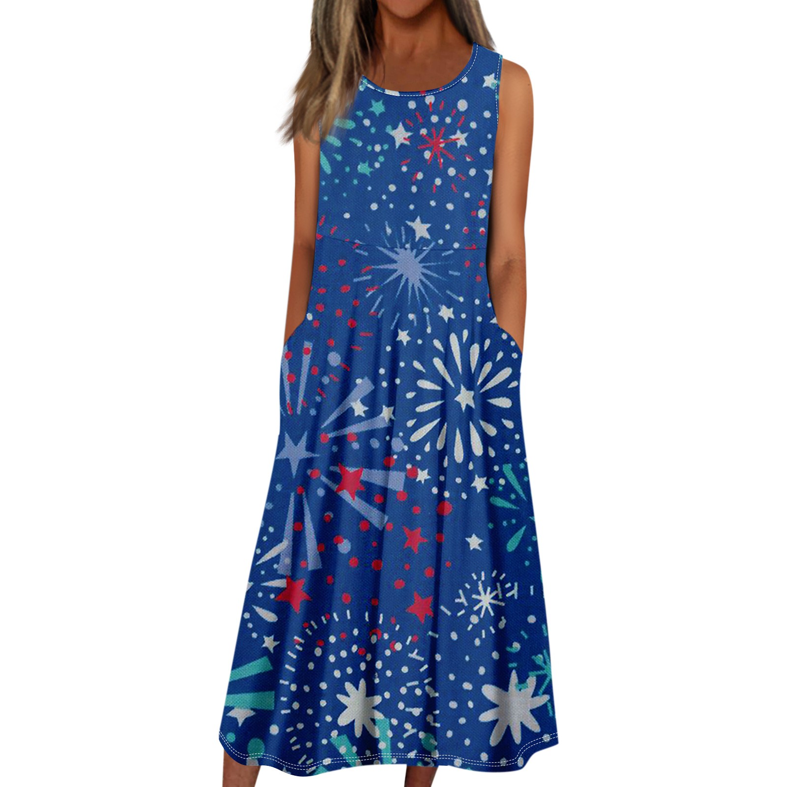 WEANT Plus Size Resort Dress, Women's Formal Dress, Crewneck Maxi Dress ...