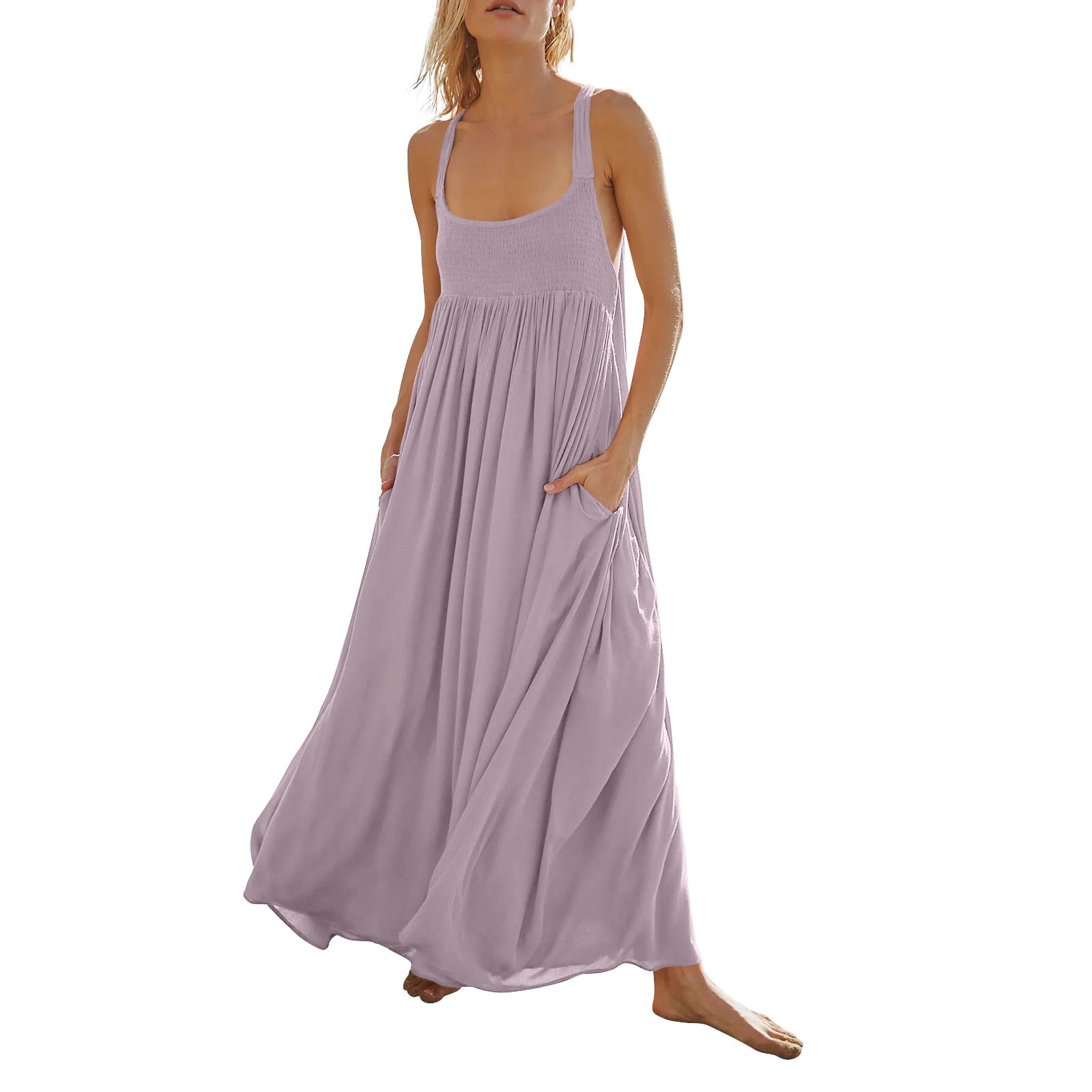 WEANT Summer Dresses for Women 2024 Casual Maxi Dress Square Neck Prom ...