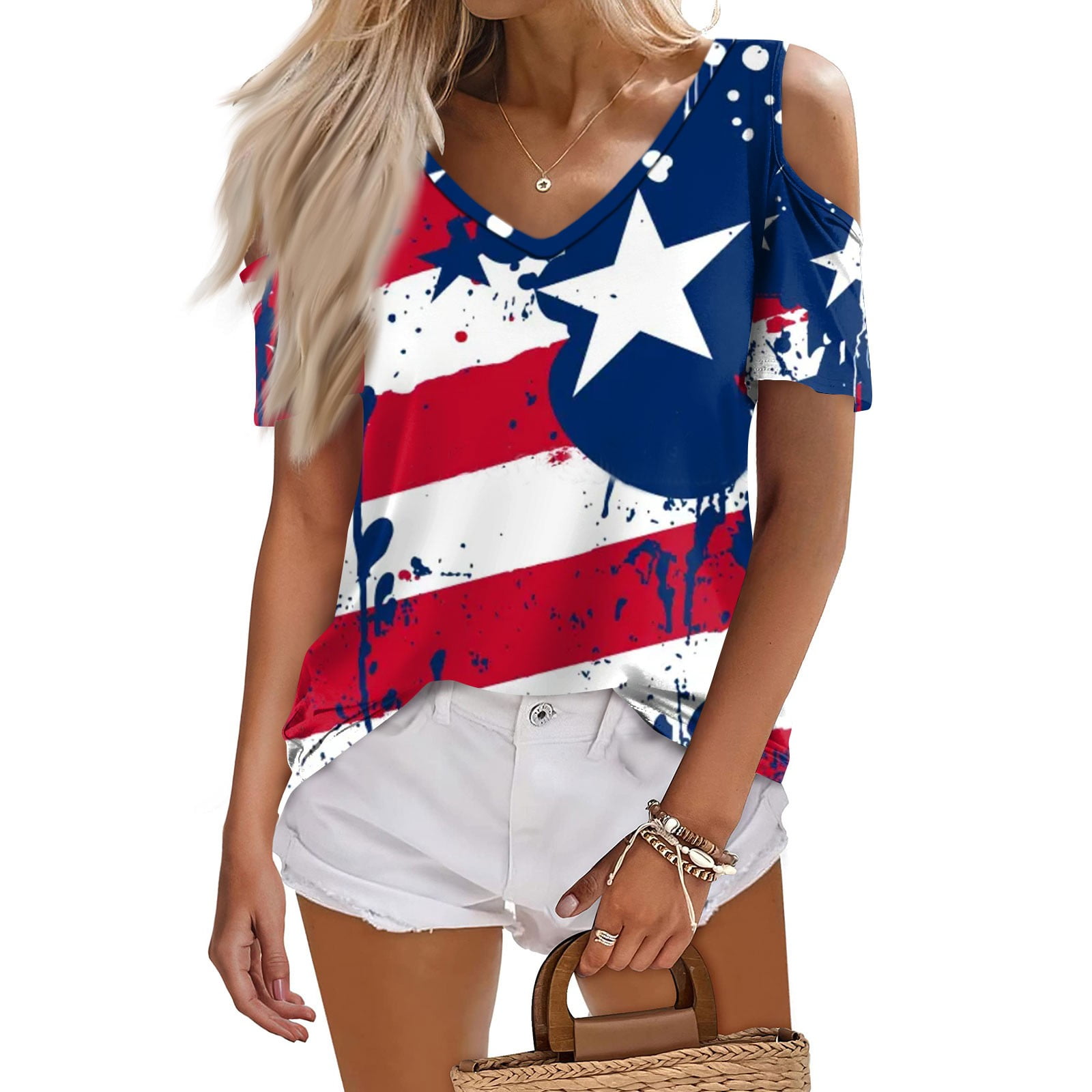 WEANT Summer Loose Fitting Tops for Women July 4th Short Sleeve Causal ...