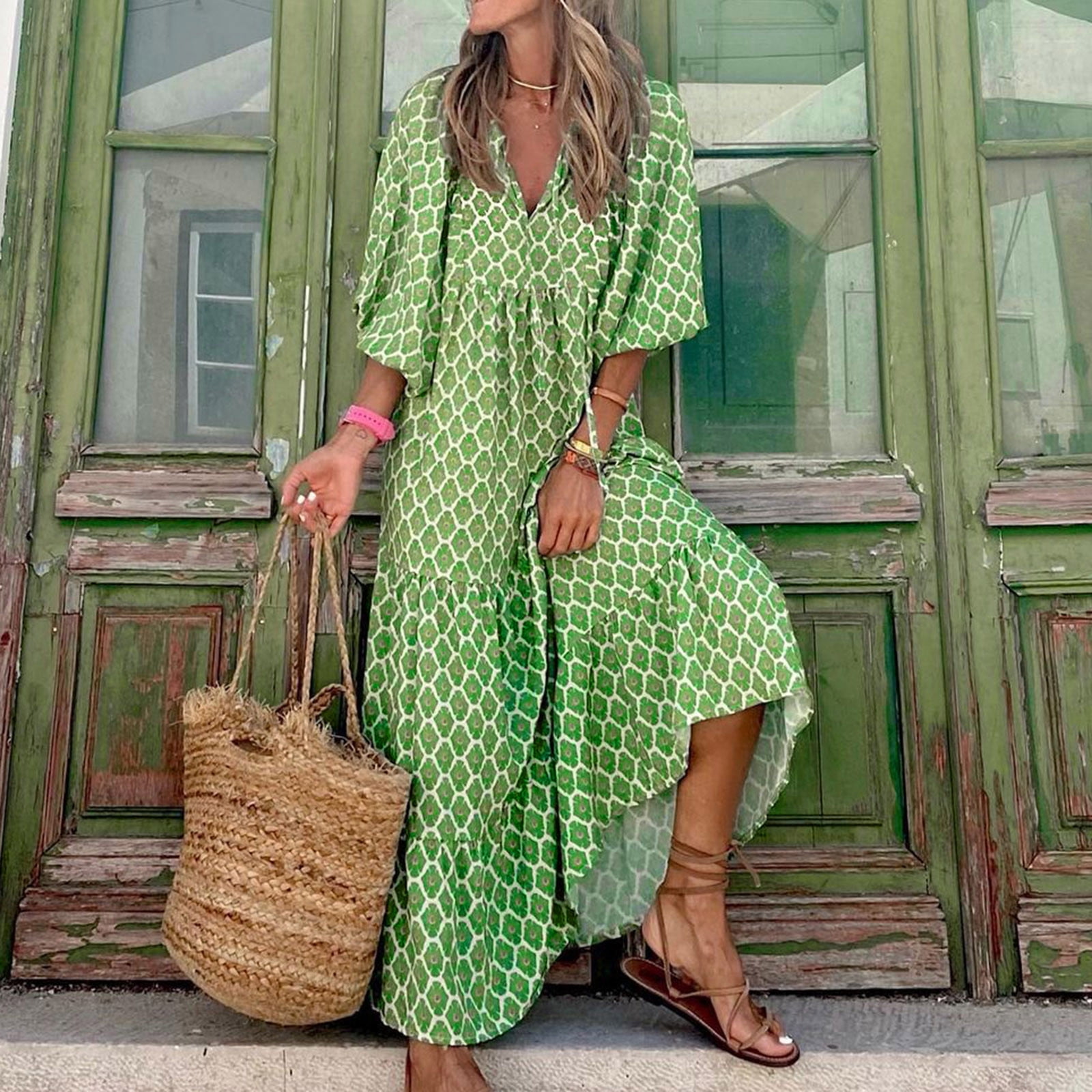 WEANT Summer Maxi Dresses for Women 2024 Wedding Guest Dress V Neck ...