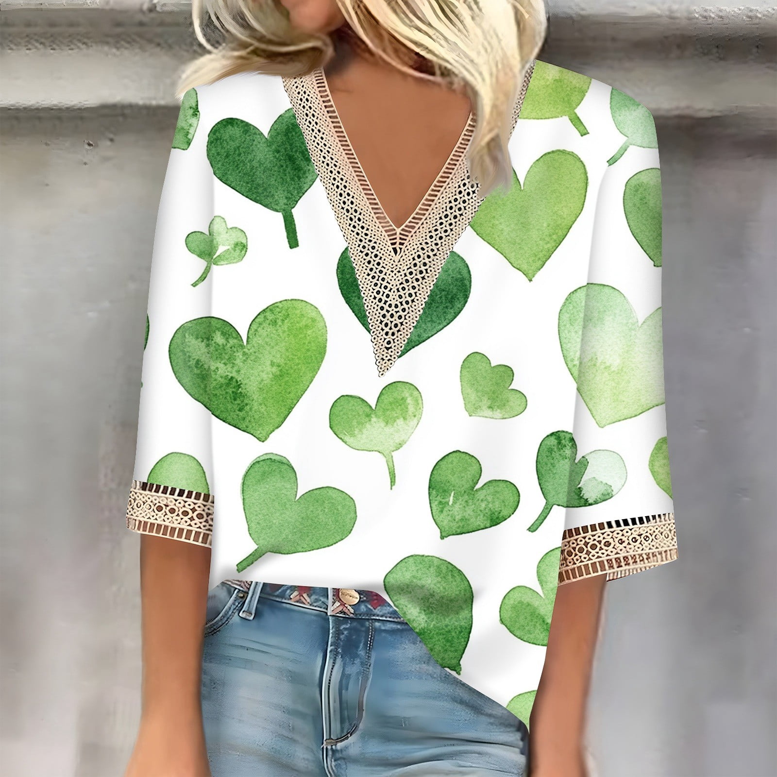 WEANT Women's 3/4 Sleeve Tops Valentines Day Gifts Oversized T Shirts ...