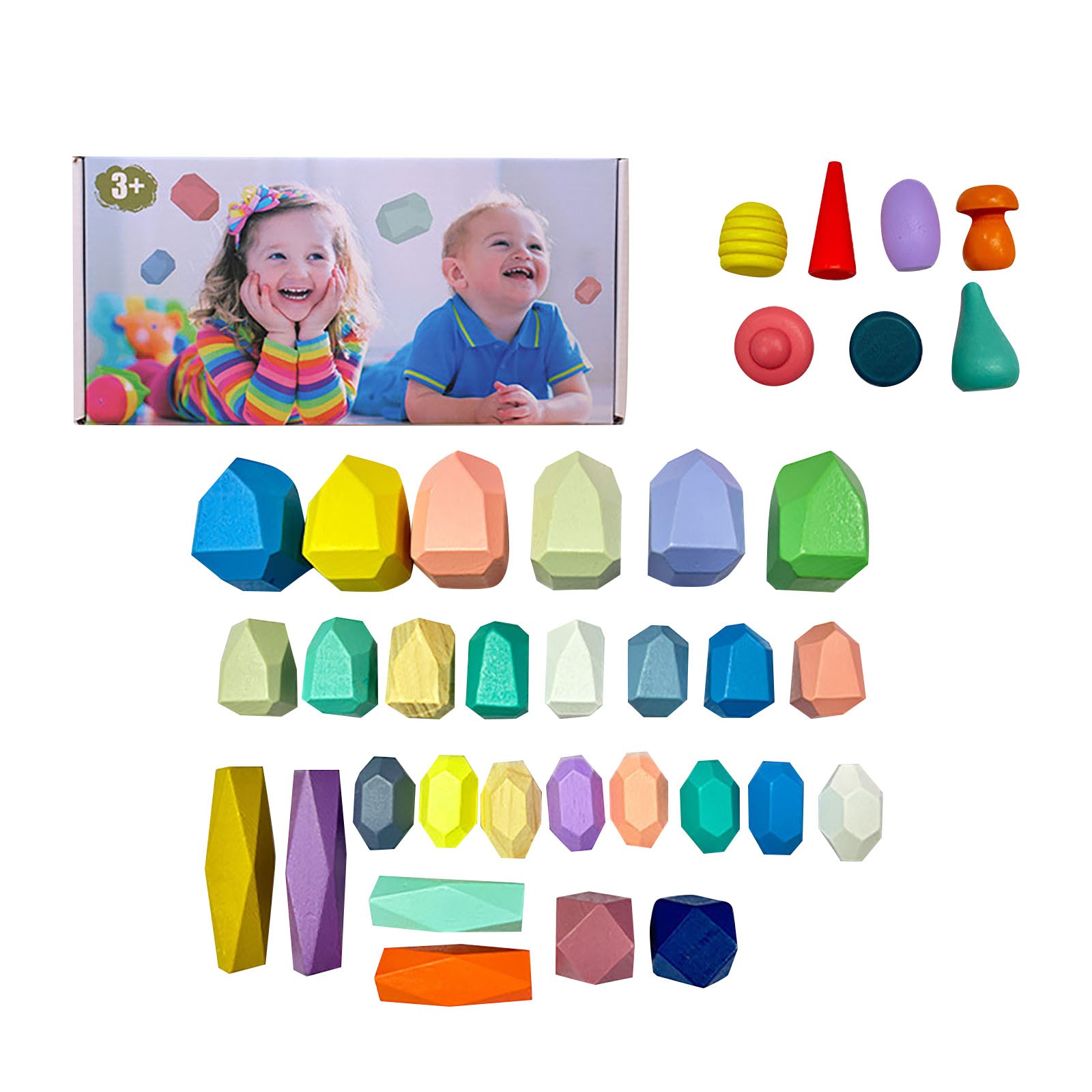 WEANTJ Wooden Blanace Block Set Balancing Stones Block Lightweight ...