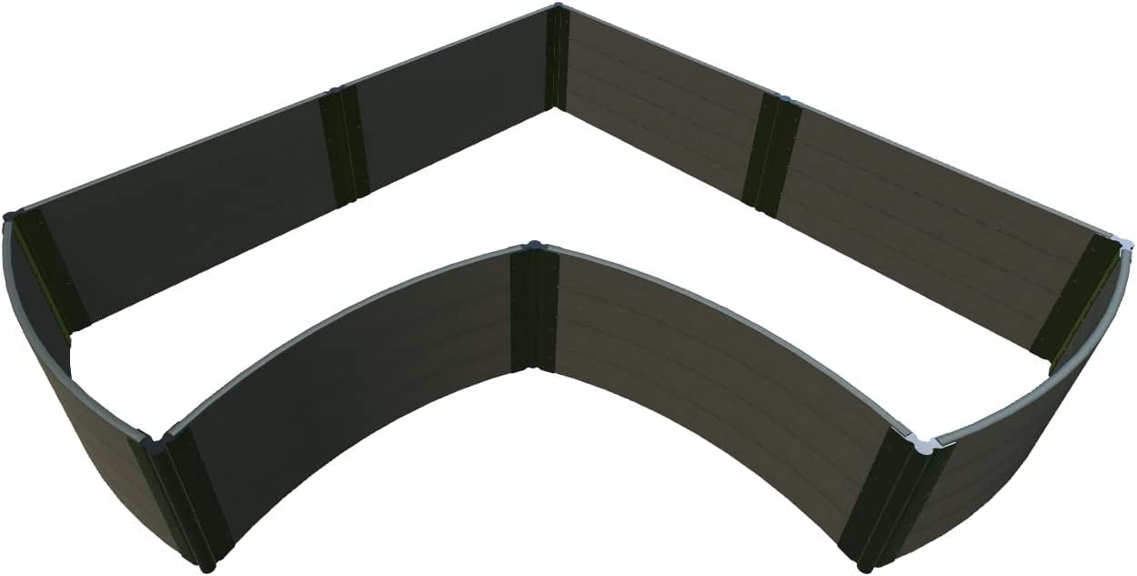 WEATHERED WOOD 'OK CORRAL' - 8' X 8' X 22" CURVED CORNER RAISED GARDEN ...