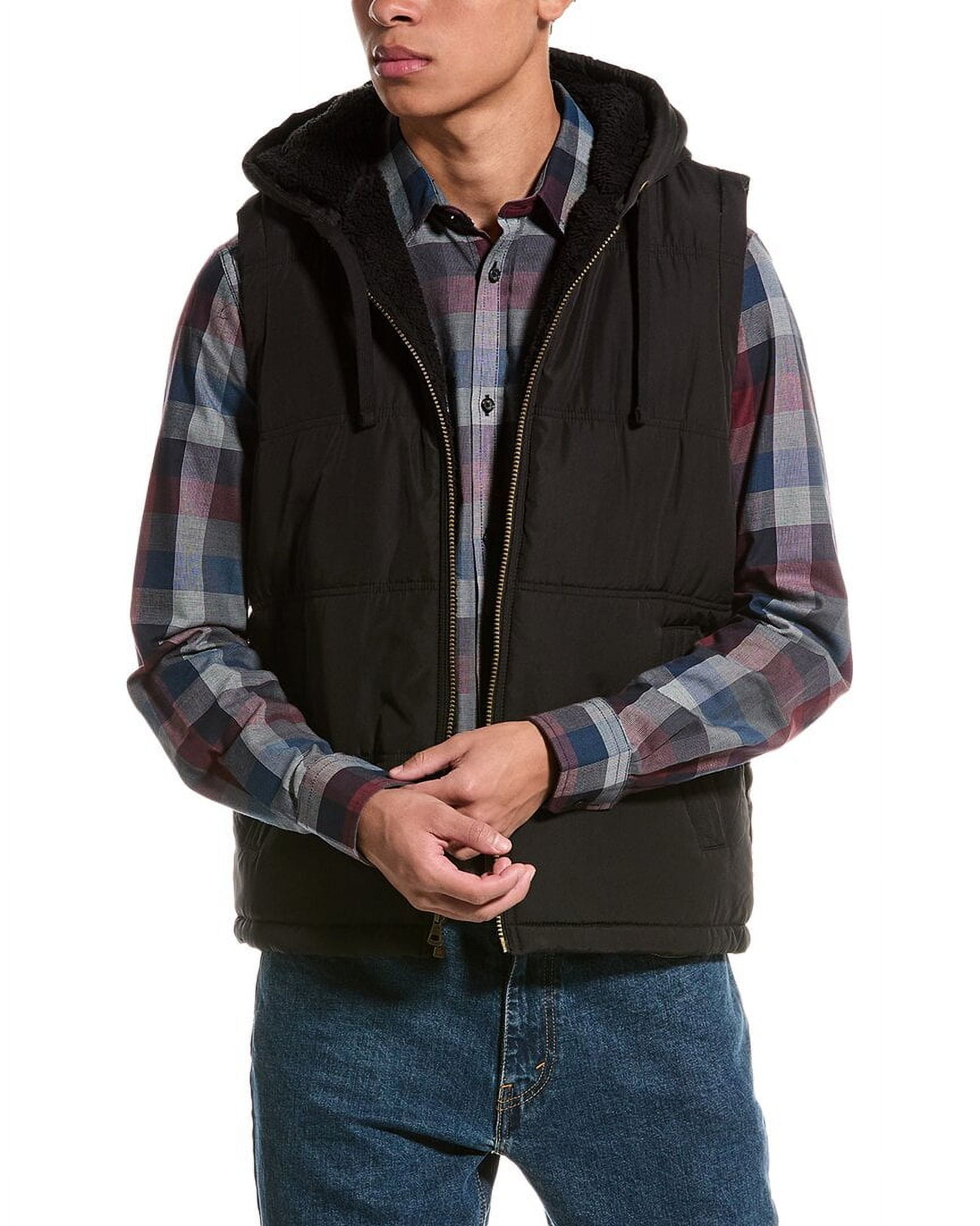 WEATHERPROOF VINTAGE mens Sherpa-Lined Hooded Puffer Vest, m, Black ...
