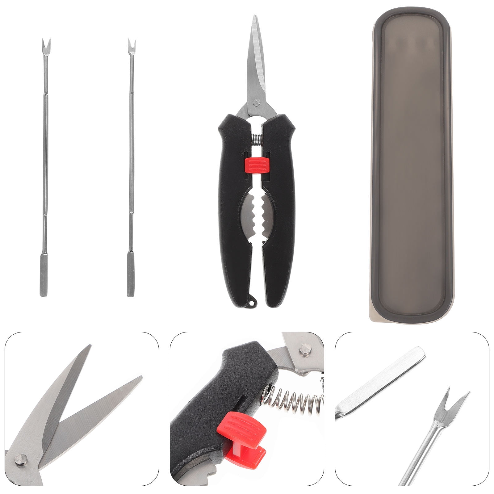WEAVILUX Stainless Steel Crab Leg Crackers and Tools Set Black ...