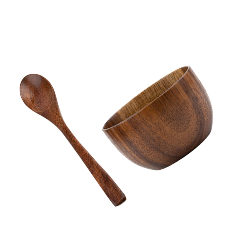 WEAVILUX Wood Rice Bowl Set Simple and Practical Design Assorted Color ...