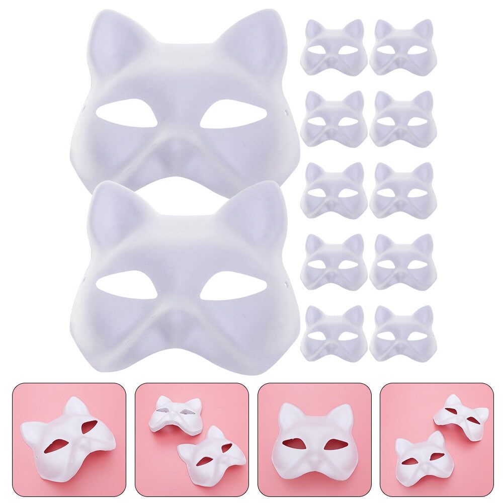 WEAVILUX 12Pcs Cat Mask Party Prop Diy Blank Paintable For Kids ...