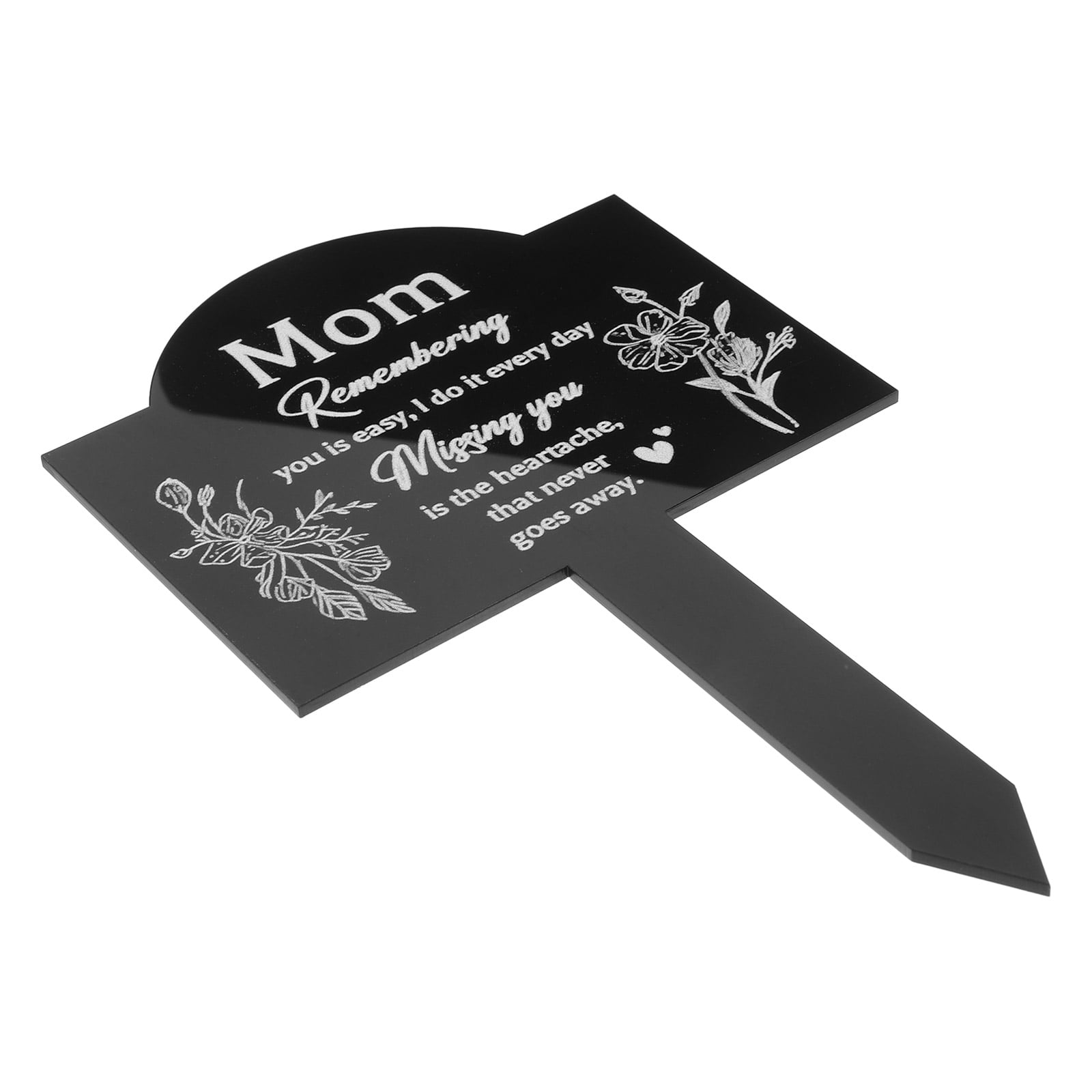 WEAVILUX 1Set Black Acrylic Waterproof Memorial Stakes Cross Angel with ...