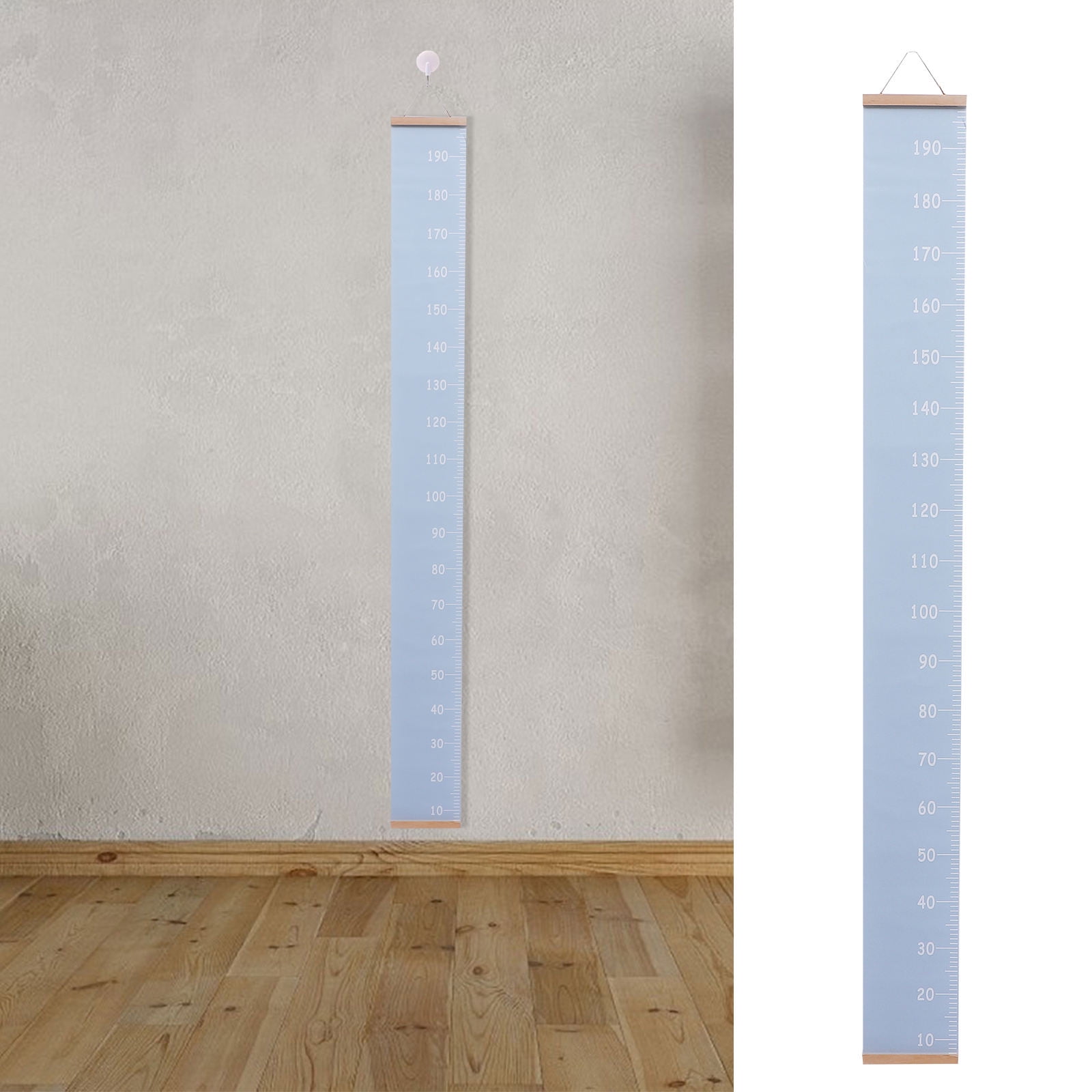 WEAVILUX 1Set Blue Wooden Rectangular Wall Hanging Height Measurement ...