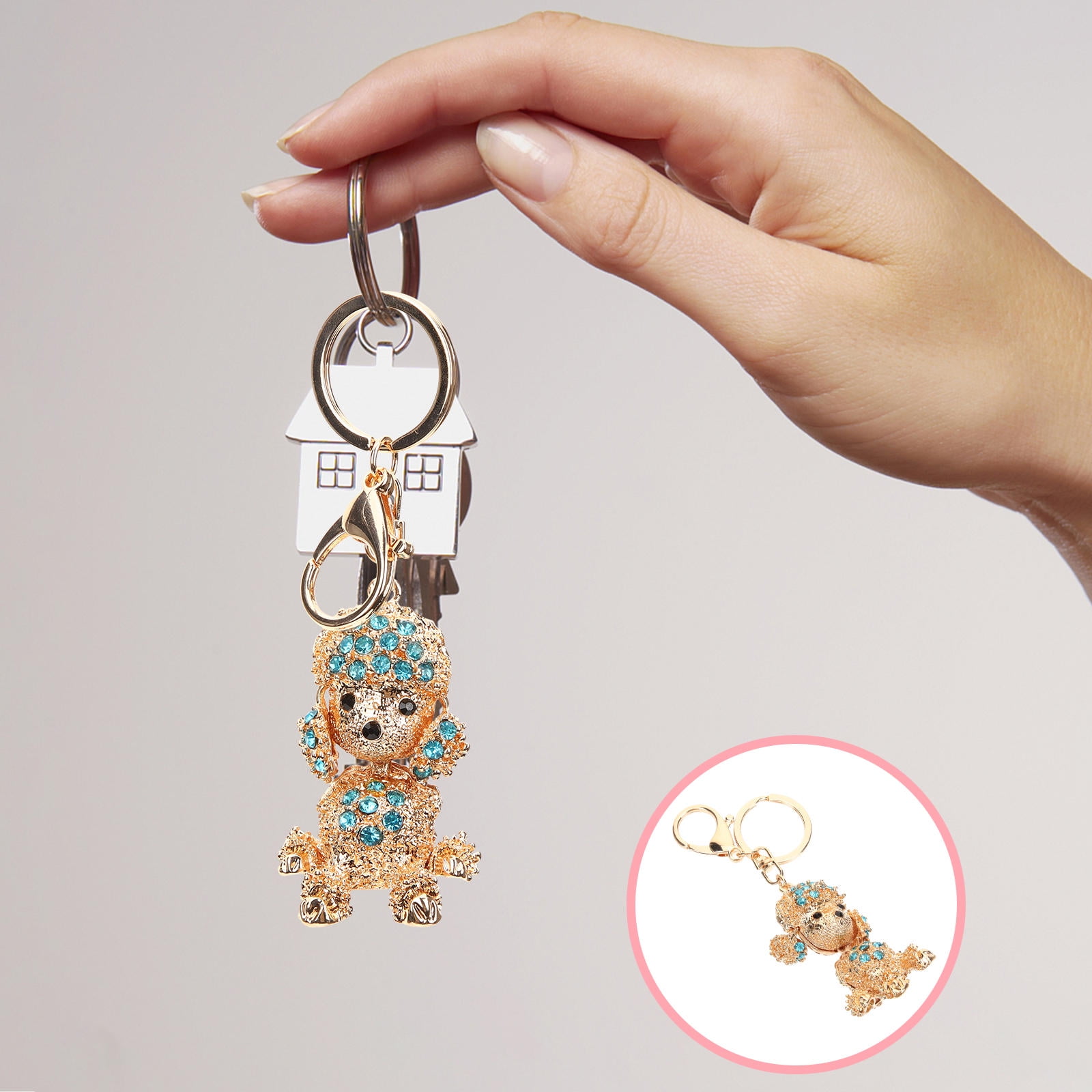WEAVILUX 1Set Cartoon Poodle Shape Blue Keychain for Bag with ...
